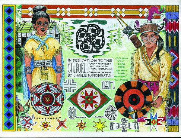 Cherokee Indian Tribal Art Black And White Illustration Of Indian